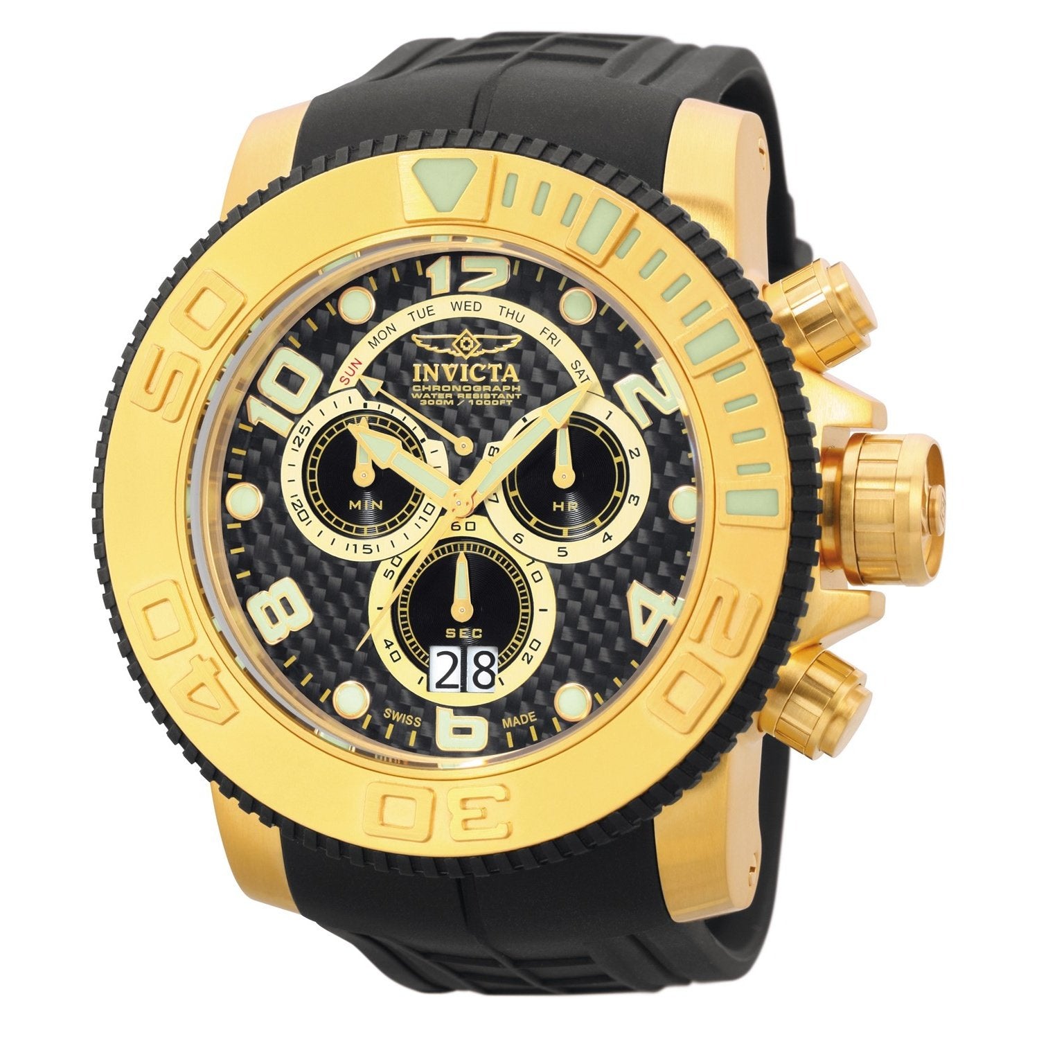 Invicta Men's 0415 Sea Hunter Sea Hunter Chronograph Black Polyurethan ...