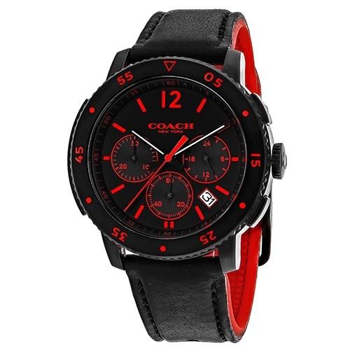 Coach Men's 14602024 Classic Chronograph Black Leather Watch - Bezali
