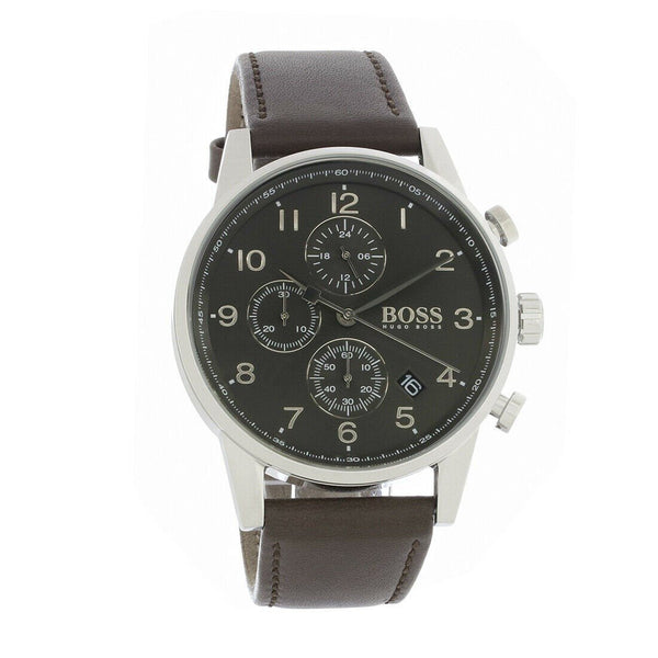 Hugo Boss Men's 1513494 Navigator Chronograph Brown Leather Watch - Bezali