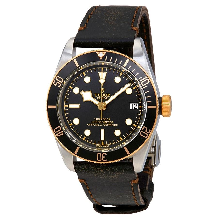 Tudor Men's 79733N-0001 Heritage Black Bay Automatic Black Leather Wat ...