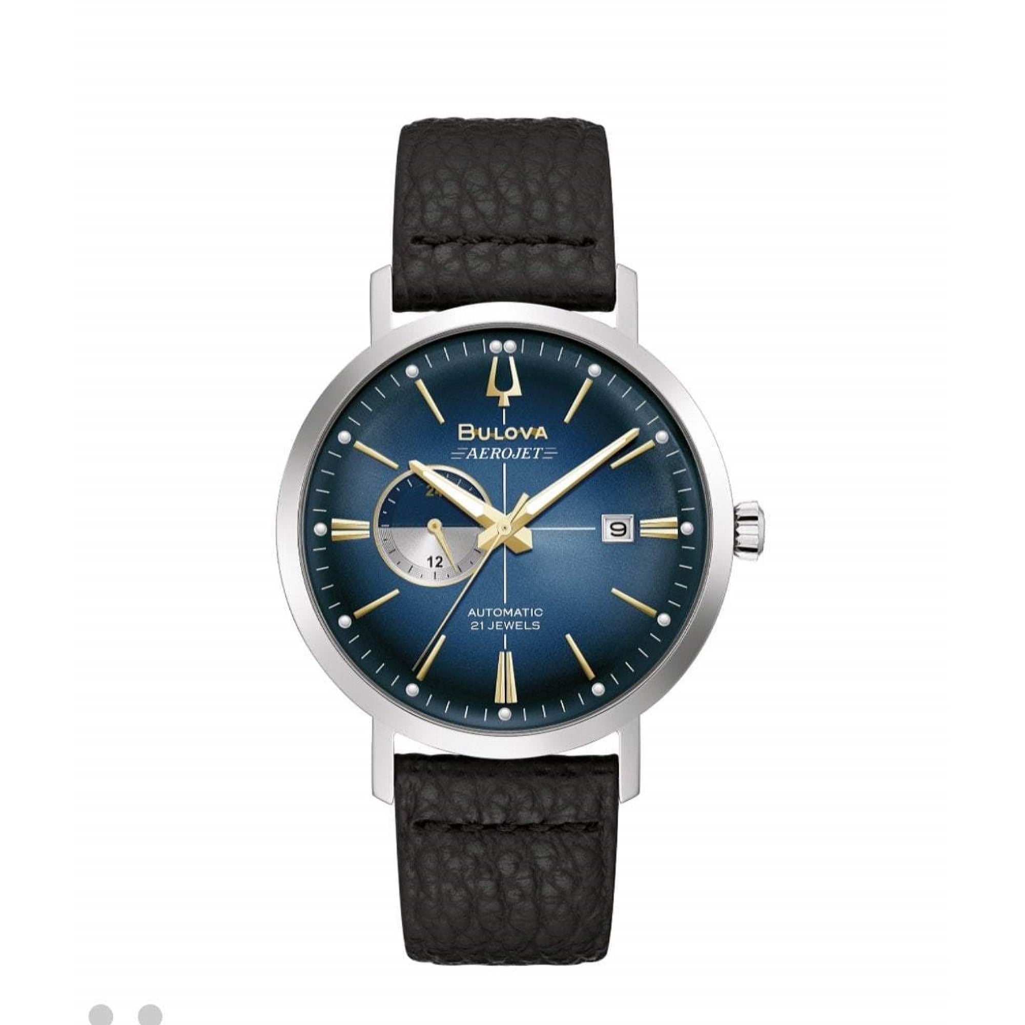 Bulova Men's 96B374 Aerojet Chronograph Black Leather Watch - Bezali