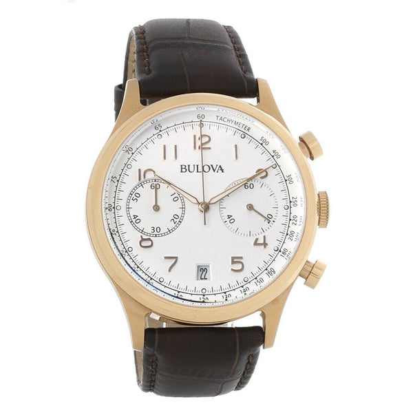 Bulova Men's 97B148 Classic Chronograph Brown Leather Watch - Bezali
