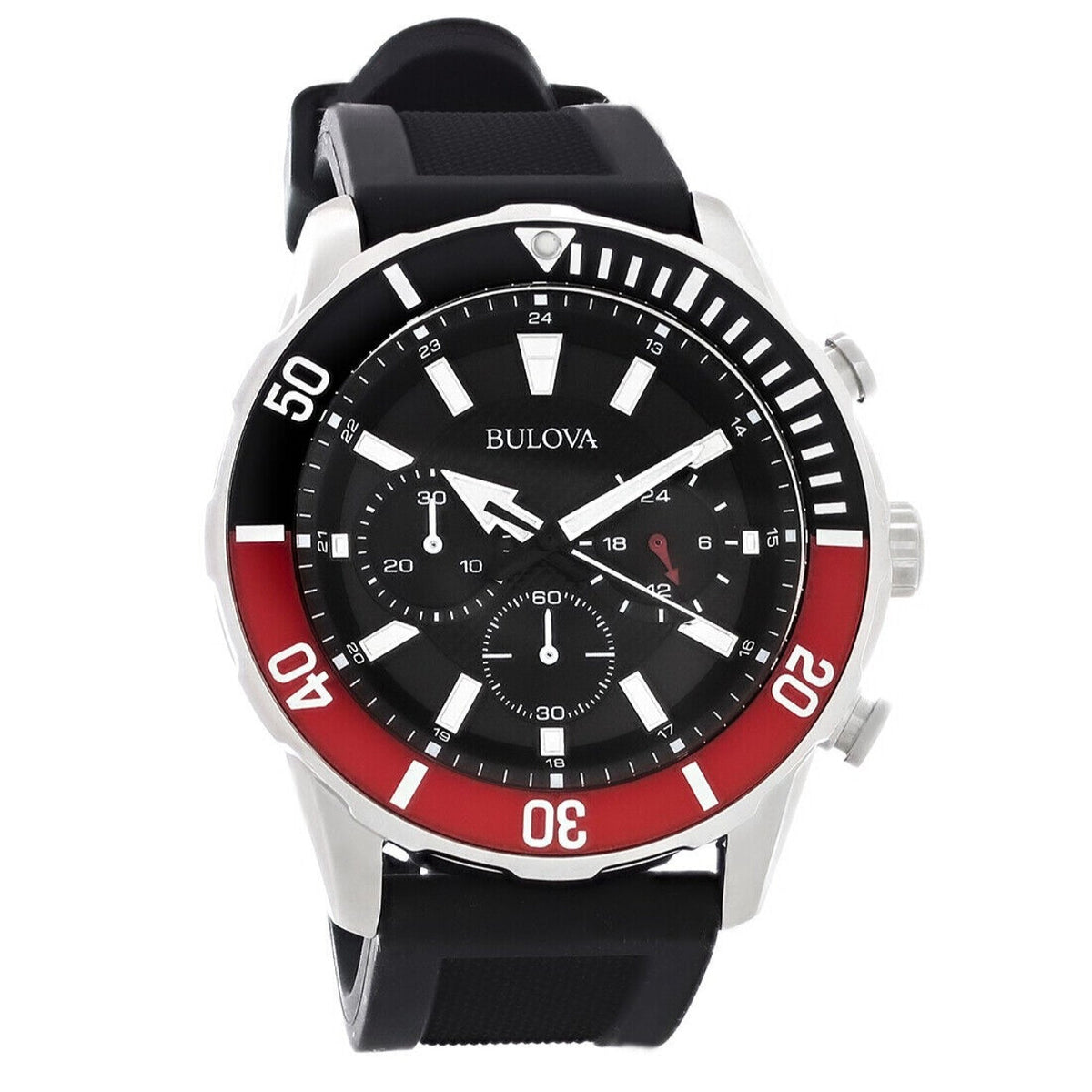 Bulova Men's 98A258 Bulova Chronograph Black Rubber Watch - Bezali