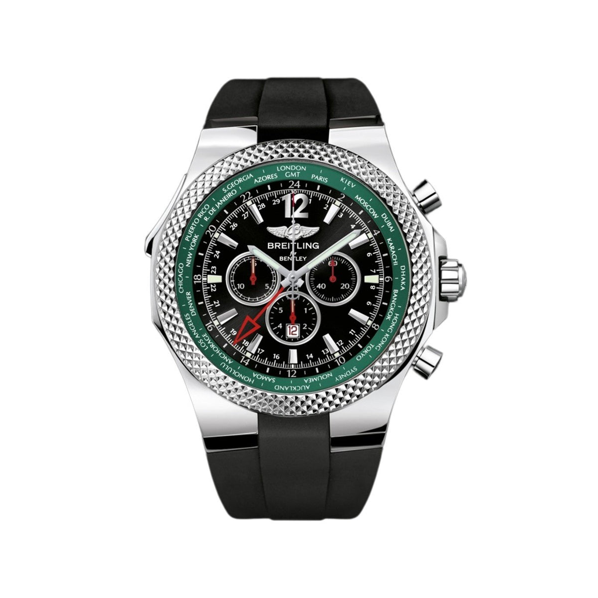 Breitling Men's A47362S4-B919-214S Bently GMT Chronograph Black Rubber ...