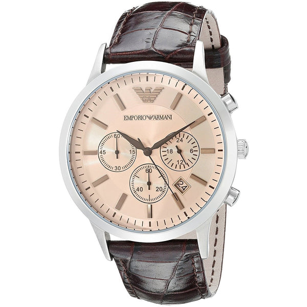 Emporio Armani Men's AR2433 Classic Chronograph Brown Leather Watch ...