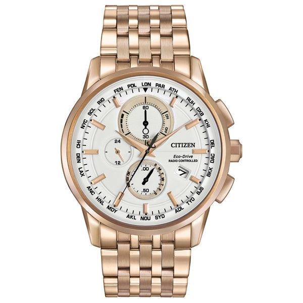 Citizen Men's AT8113-55A World Time A-T Chronograph Rose Gold-Tone Sta ...