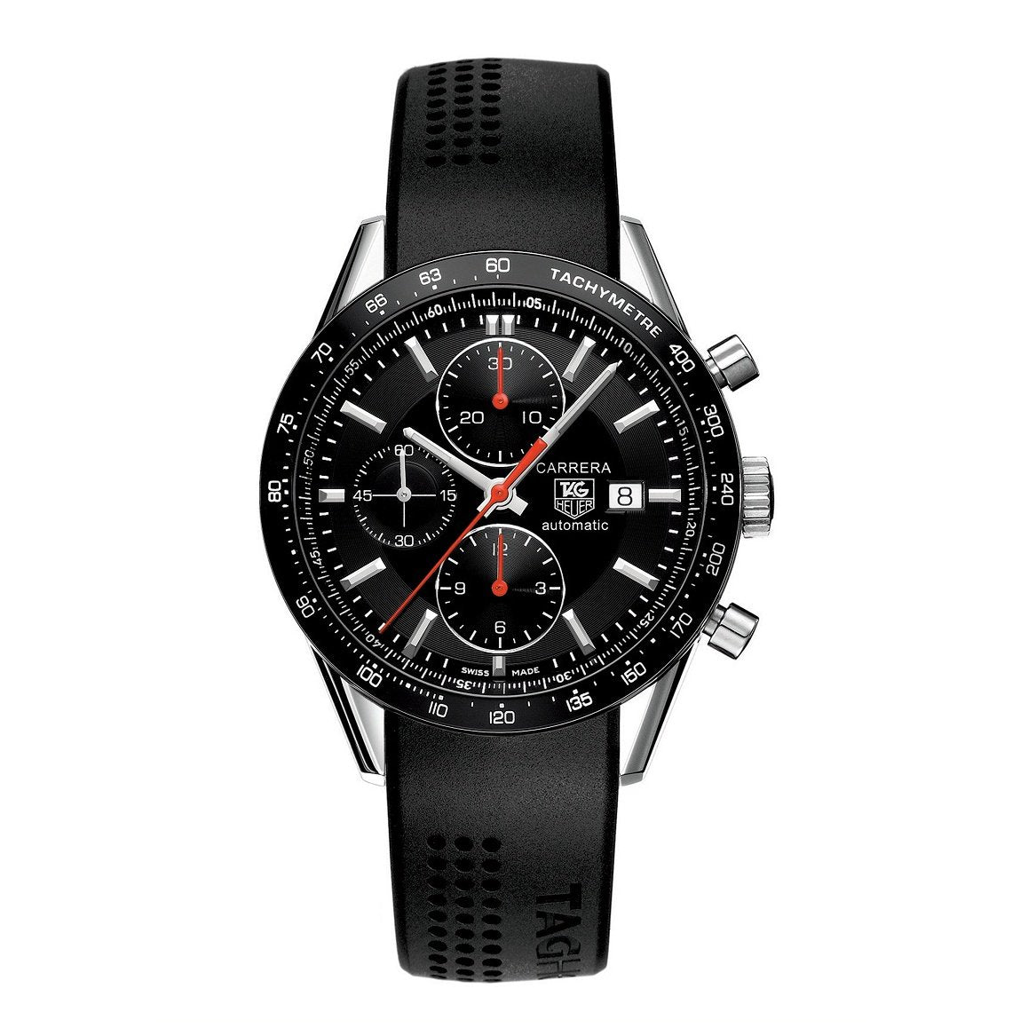 Tag Heuer Men's CV2014.FT6007 Carrera Chronograph Automatic Black Rubb ...