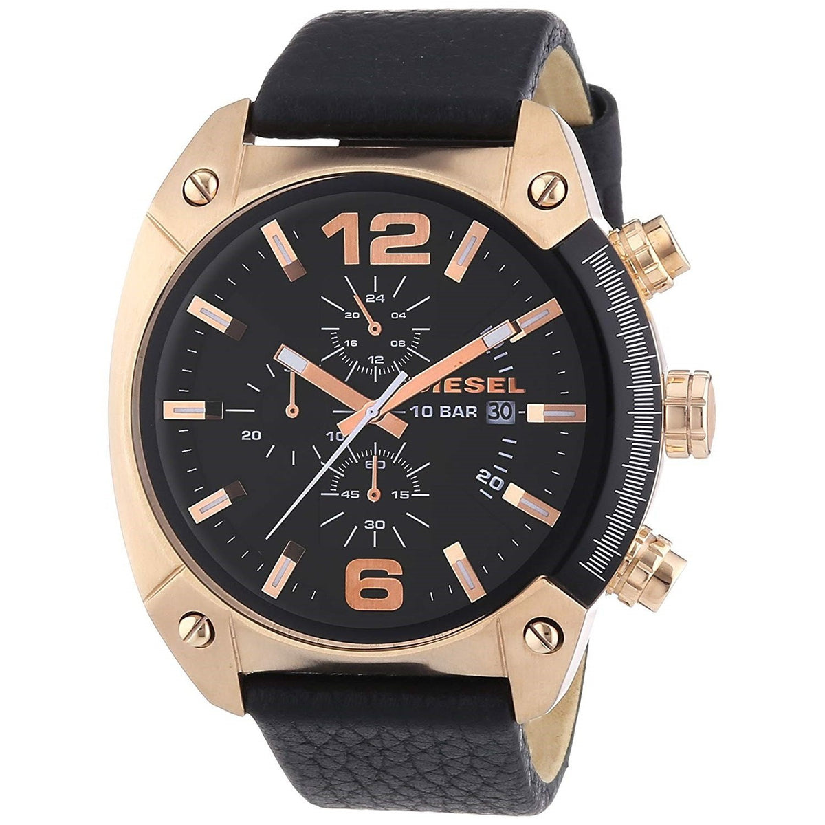 Diesel Men's DZ4297 Overflow Chronograph Black Leather Watch - Bezali