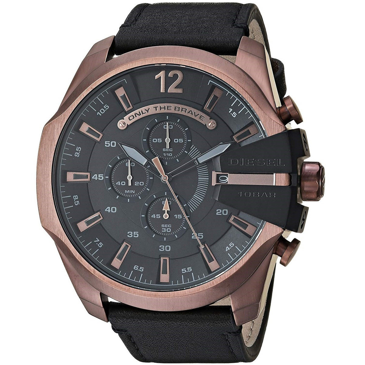 Diesel Men's DZ4459 Mega Chief Chronograph Black Leather Watch - Bezali
