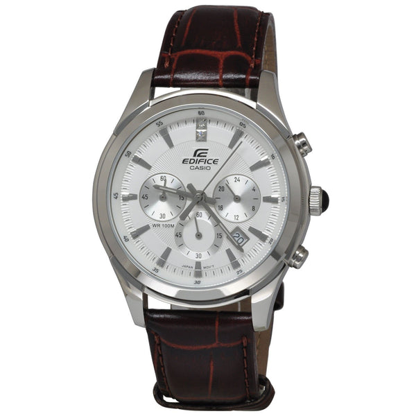 Casio Men's EFR517L-7A Edifice Chronograph Brown Leather Watch - Bezali