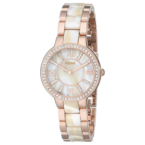 Fossil Women's ES3716 Virginia Multi-Function Crystal Two-Tone ...