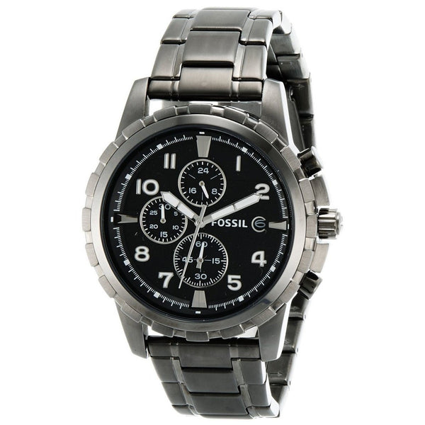 Fossil Men's FS4721 Dean Chronograph Black Stainless Steel Watch - Bezali