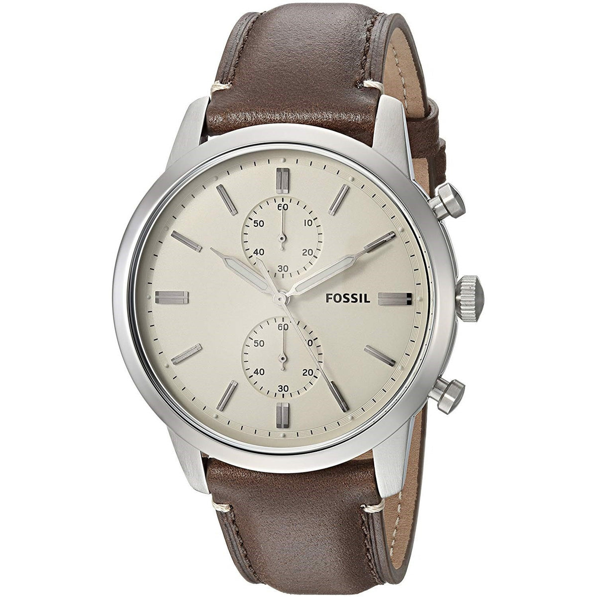 Fossil Men's FS5350 Townsman Chronograph Brown Leather Watch - Bezali