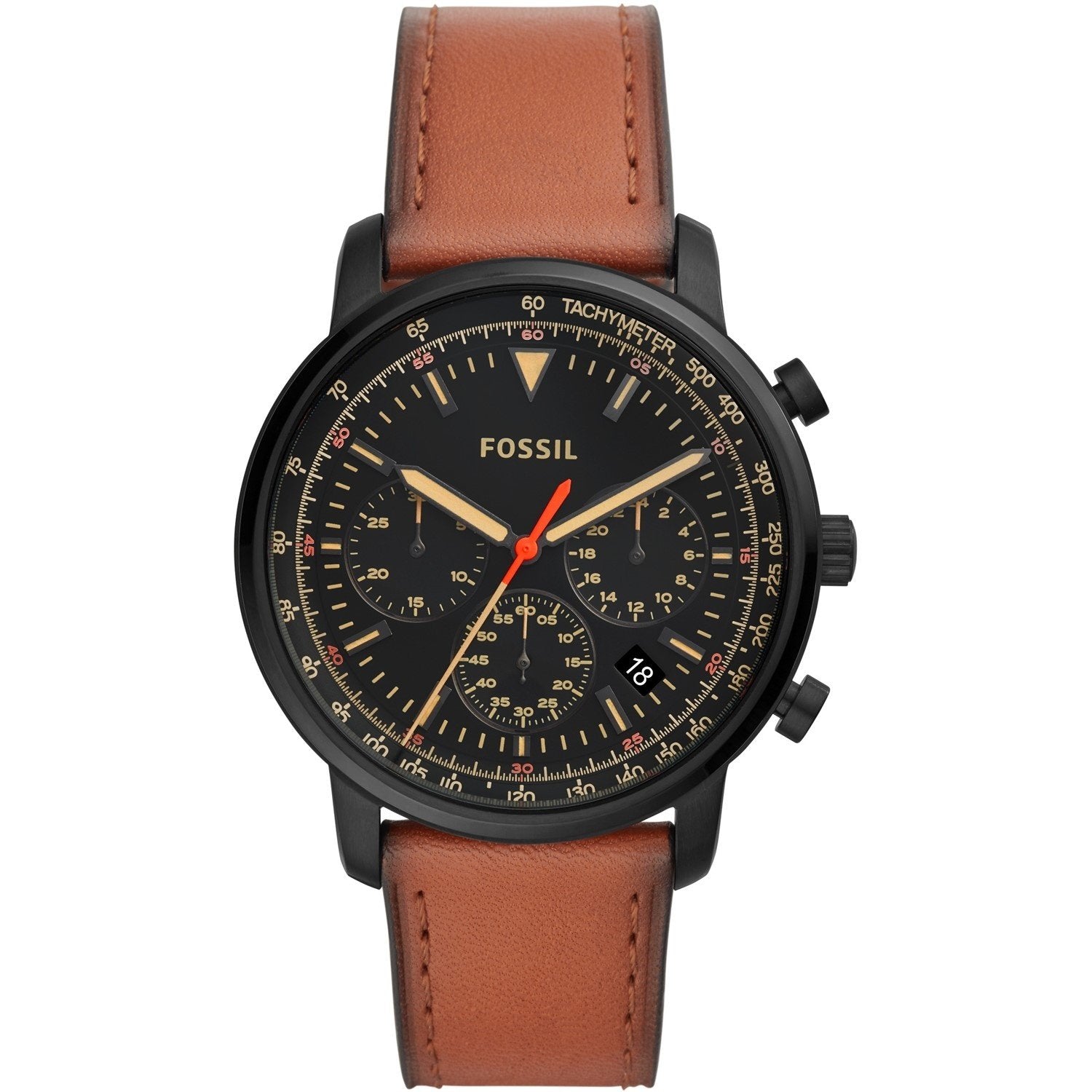 Fossil Men's FS5501 Goodwin Chronograph Brown Leather Watch - Bezali