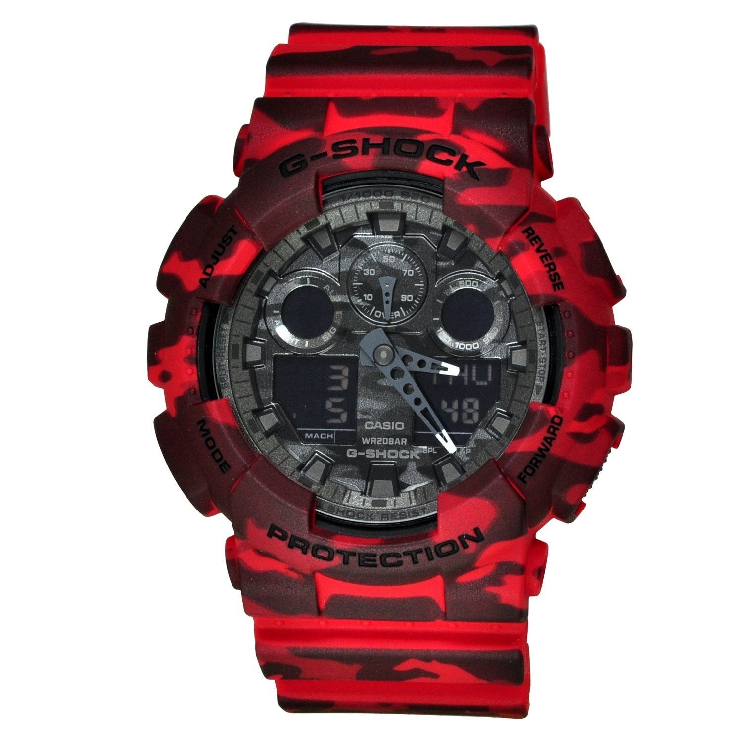 Casio Men's GA100CM-4A G-Shock Chronograph Red Resin Watch - Bezali