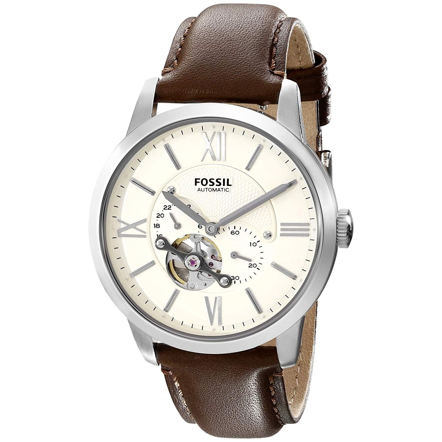 Fossil Men's ME3064 Townsman Automatic Brown Leather Watch - Bezali