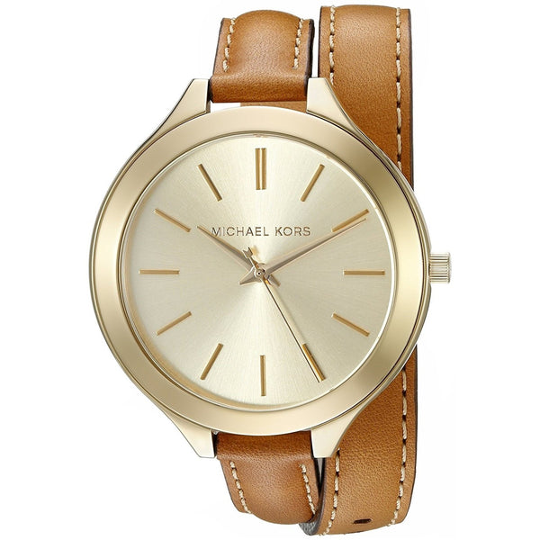 Michael Kors Women's MK2256 Slim Runway Brown Leather Watch - Bezali