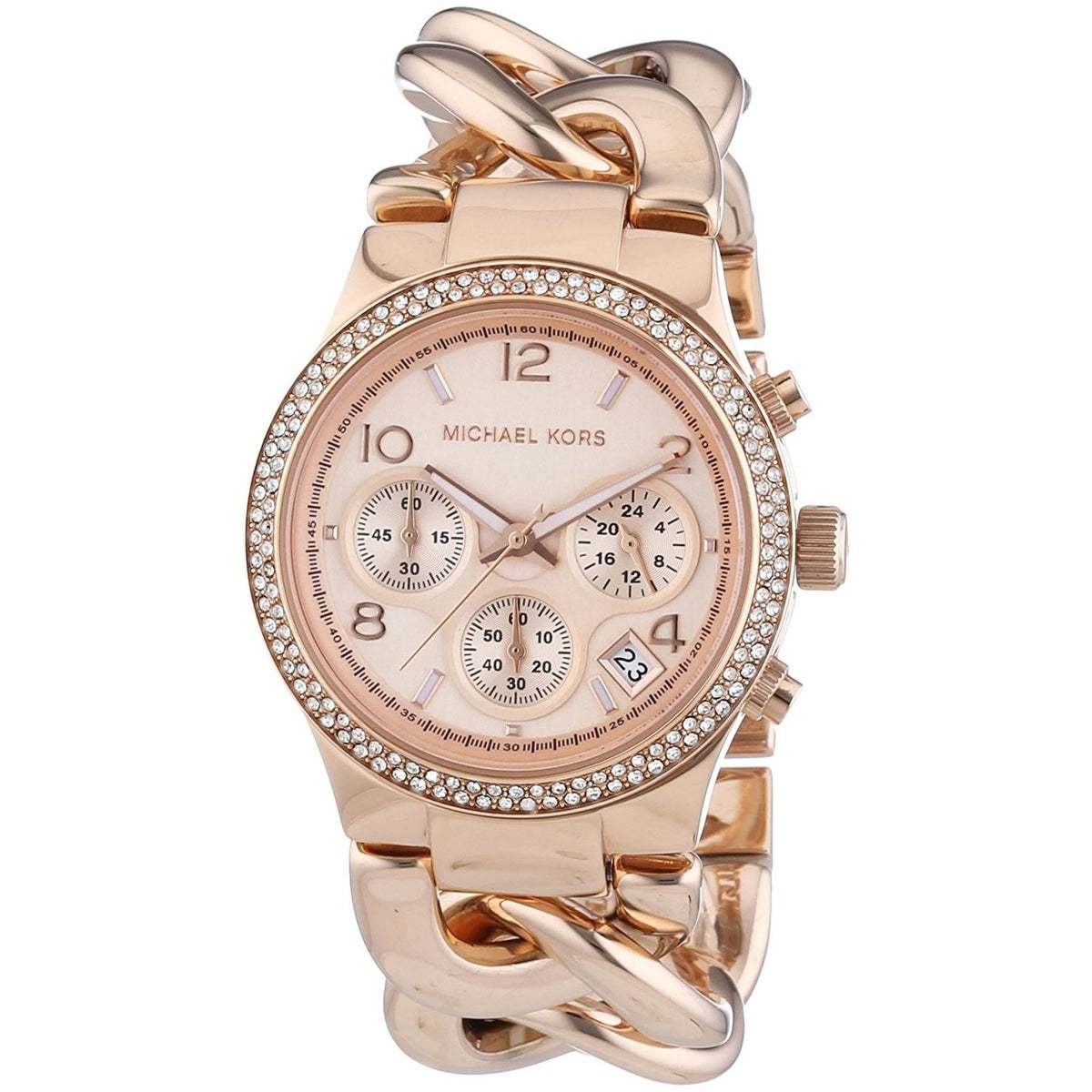 Michael Kors Women's MK3247 Runway Chronograph Crystal Rose-Tone Stain ...