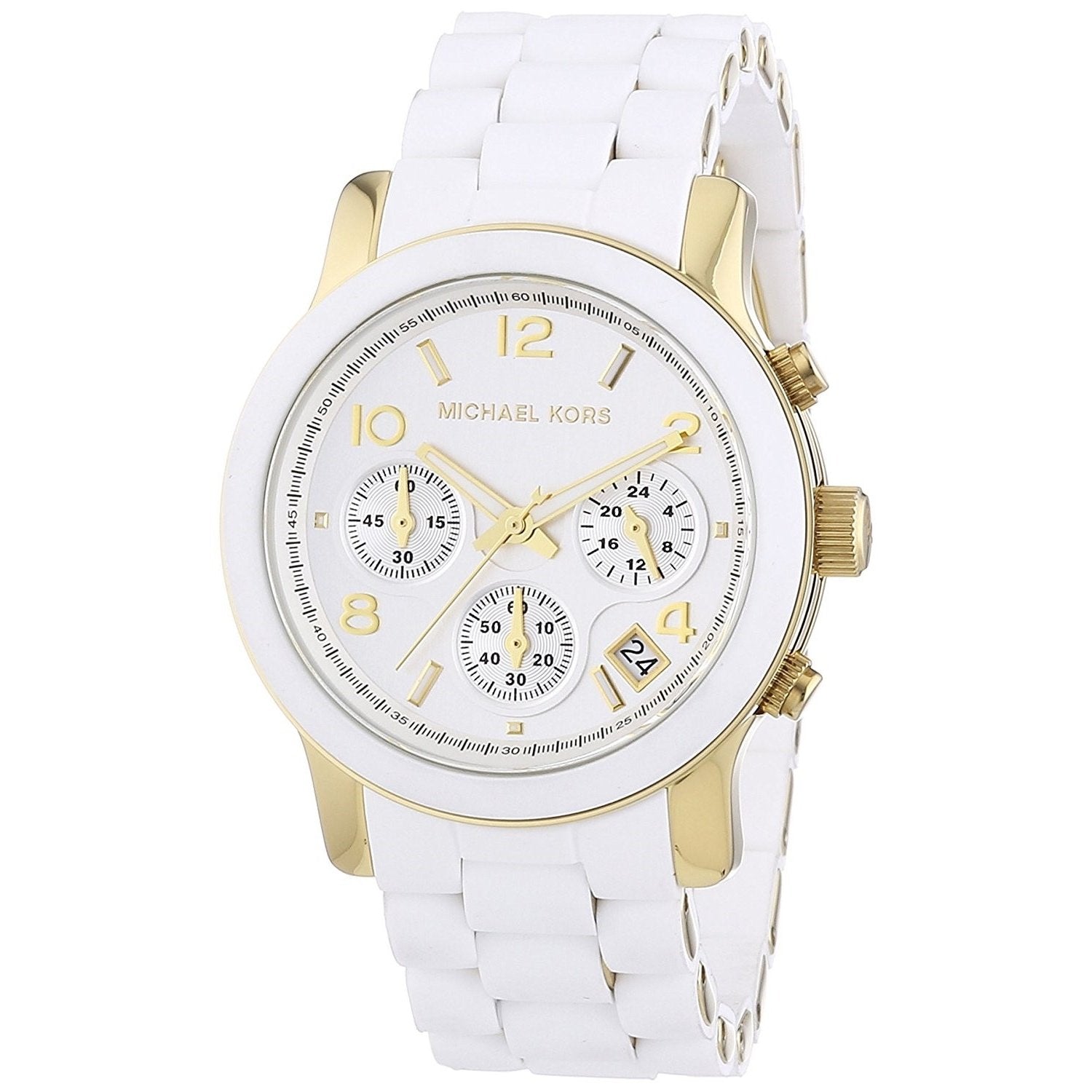 Michael Kors Women's MK5145 Runway Chronograph White Silicone Watch ...