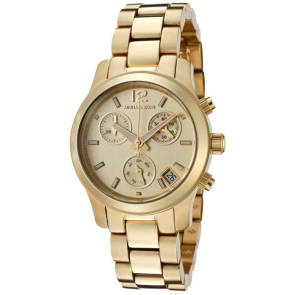 Michael Kors Women's MK5384 Runway Chronograph Gold-Tone Stainless Ste ...