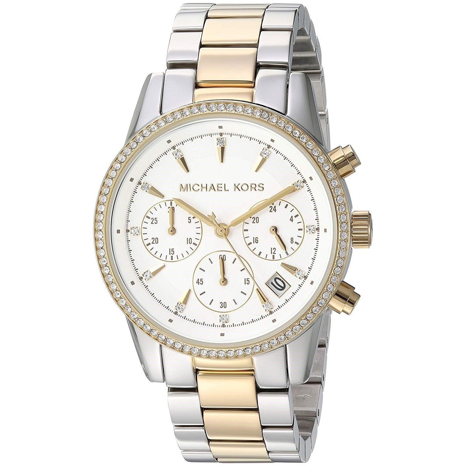Michael Kors Women's MK6474 Ritz Chronograph Crystal Two-Tone Stainles ...