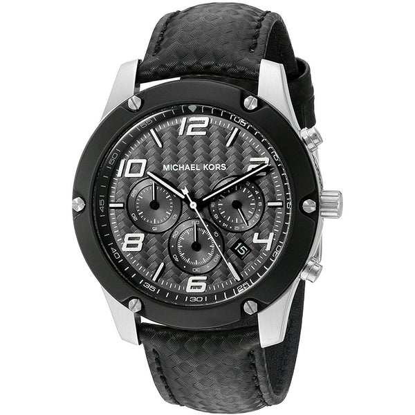 Michael Kors Men's MK8488 Caine Chronograph Black Leather Watch - Bezali