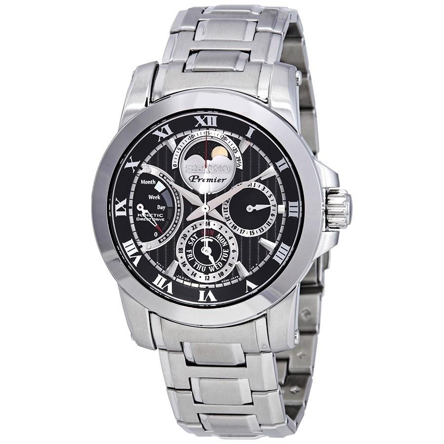 Seiko Men's SRX013 Premier Moon Phase Indicator Stainless Steel Watch ...