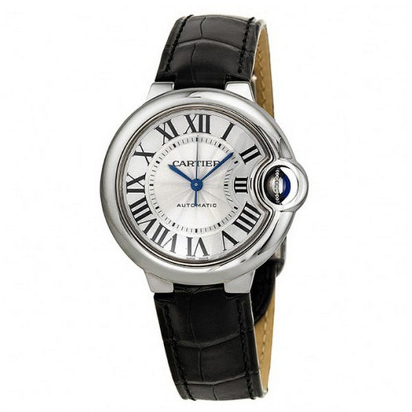 Cartier Women's W6920085 Ballon Bleu Automatic Black Leather Watch - Bezali