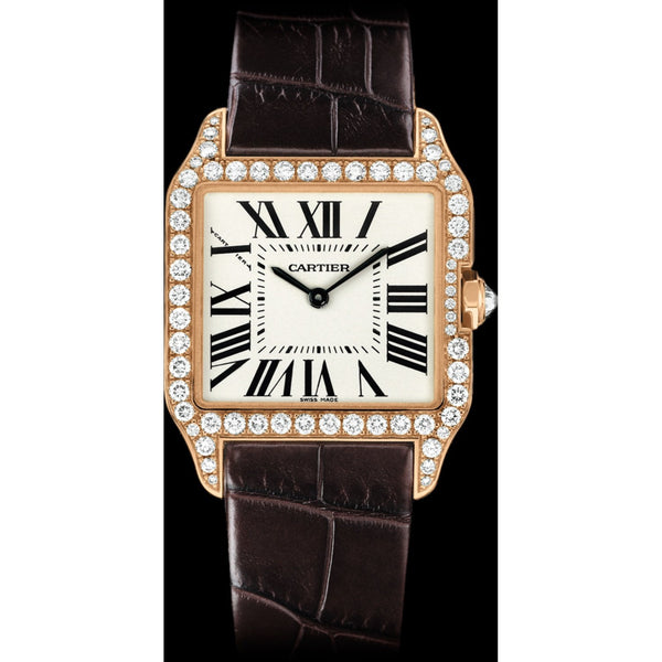 Cartier Women's WH100351 Santos Dumont Black Leather Watch - Bezali