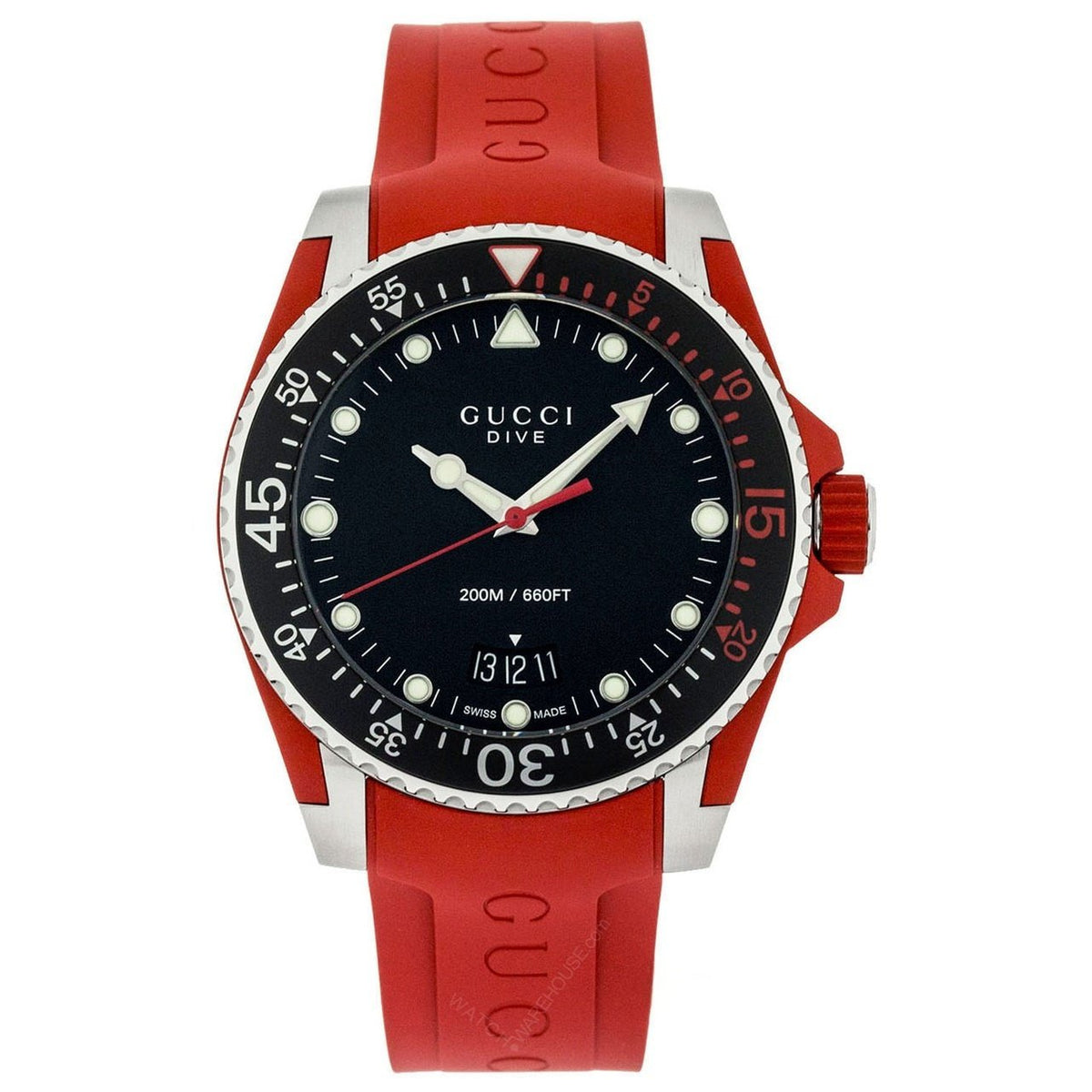 Gucci Men's YA136309 Dive Red Rubber Watch - Bezali
