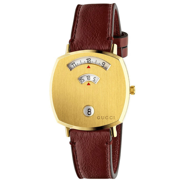Gucci Men's YA157405 Grip Brown Leather Watch - Bezali